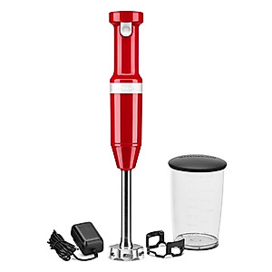 KitchenAid Cordless Variable Speed Hand Blender with Chopper and Whisk Attachment - KHBBV83, Empire Red, 1 Liter