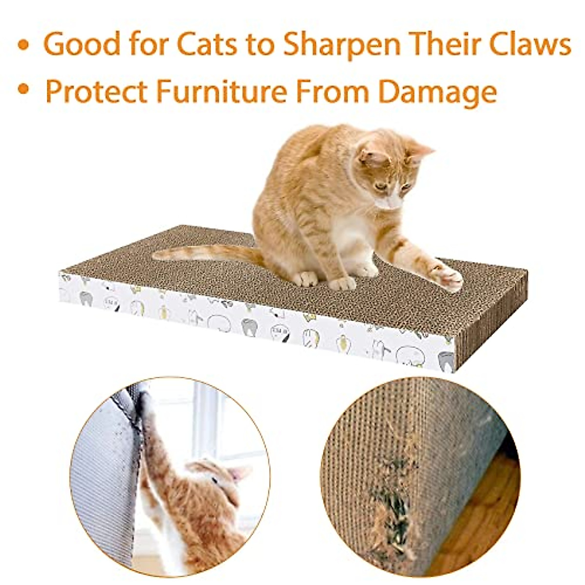 PatiencET Cat Scratcher 4 PCS Cat Scratch Pad Reversible Scratcher Scratching Texture Design Durable Scraper