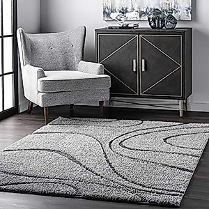 nuLOOM Carolyn Modern Shag Area Rug, 7' 10" x 10', Dark Grey