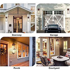 Tipace Dusk to Dawn Outdoor Wall Lantern,Brown Sensor Exterior Light Fixtures,Exterior Wall Sconce with Clear Glass Shade for Doorway Entryway Garage 2 Pack (Bulb Not Included)