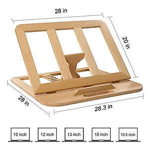 RAVEGO Laptop Stand, Foldable Wooden Laptop Riser Adjustable Computer MacBook Stand for Desk Portable Universal Notebook Laptop Holder with Multiple Angles for Laptops Up to 15.6 inches (Beech)