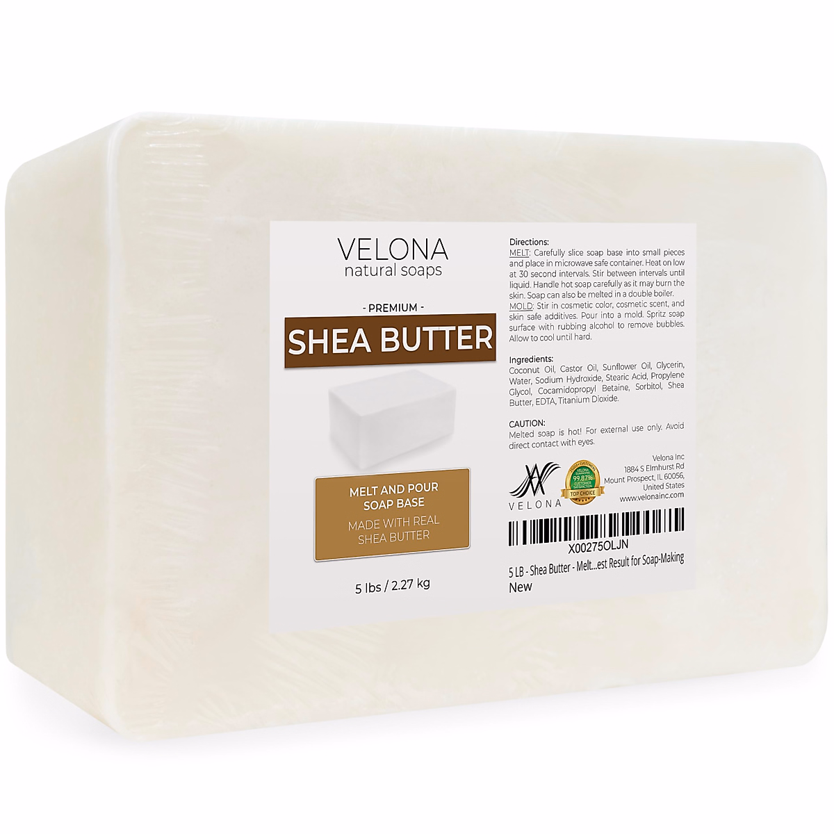 velona 5 LB - Shea Butter - Melt and Pour Soap Base SLS/SLES free | Natural Bars for The Best Result for Soap-Making