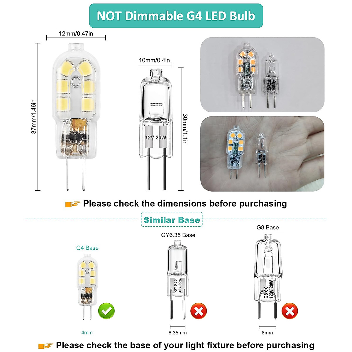 Amazing power G4 LED Bulb, 12V Bi Pin Base Bulb, NOT Dimmable G4 20W Light Bulb Equivalent, Warm White 3000K, 5-Pack
