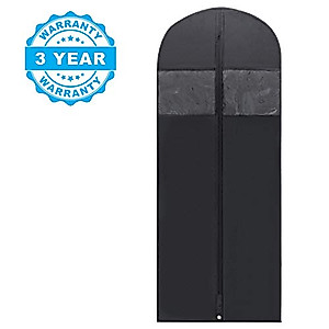 Plixio 60” Black Garment Bags for Hanging Clothes, Men Suit Bag for Travel and Clothing Closet Storage of Women Dress, Shirts, Coats, Suit Cover - Includes Zipper and Transparent Window (Black - 6 pack: 60")