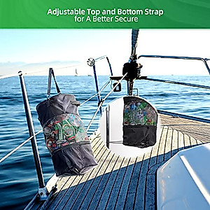 EZAKIE Boat Trash Bag Large Boat Trash Can for 80+ Cans, Boat Trash Container with Bottom Zipper Opening, Outdoor Boat Garbage Sack Storage Bag Hanging Portable Mesh Fishing Boat Accessories (Black)