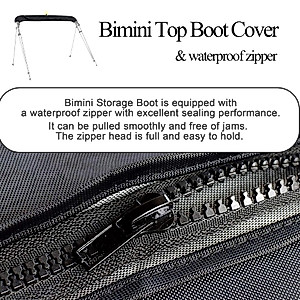 SoGuDio Design with Light Hole Bimini Top Cover,Suitable for 3-4 Bows Tops,Effectively Prevent The Erosion of UV,sea Water in Summer, Designed Resin Zipper Canopy,XL 81-101IN Black (ZYPZ-SJ-HS-002)