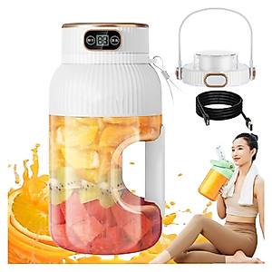 Yulyoie Multifunctional Portable Juicer Cup with Digital Display, Yulyoie Juicer Cup, Portable Smoothie Blender on the Go, Mini Juicer Rechargeable, Portable Smoothie Cup (White)