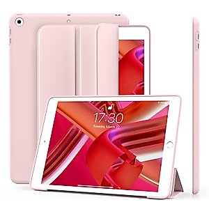Aoub Case for iPad 6th Generation 2018/iPad 5th Generation 2017 9.7 Inch Case, Trifold Stand Protective Slim Lightweight Smart Cover, Auto Sleep/Wake, Soft TPU Back Case for ipad 9.7 inch - Light Pink
