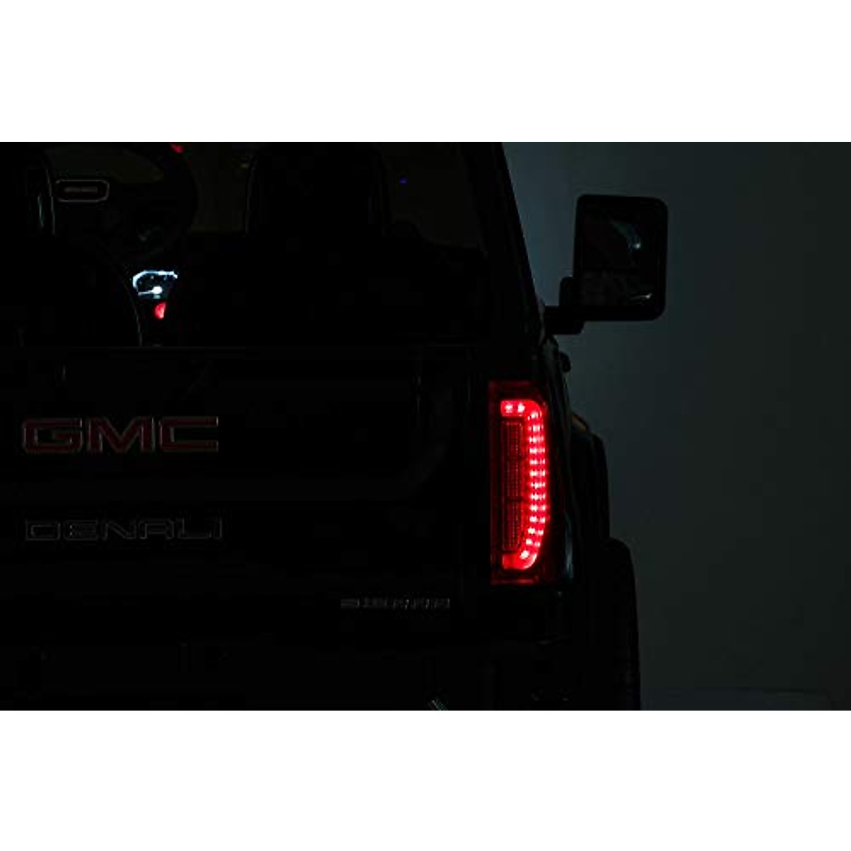 DAKOTT GMC Sierra Denali HD Two Seater 12 Volt Ride-On Truck w/ 2.4G Remote Control, LED Lights, Horn, Music, MP3/USB, Storage Box, Spring Suspension, Electric Vehicle for Kids .