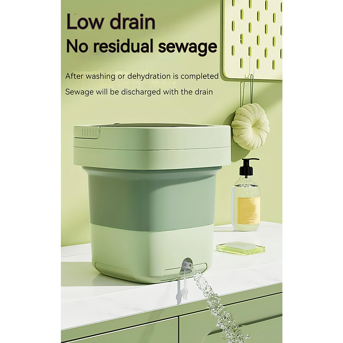 Portable washing machine, 8L large capacity mini washing machine, foldable, three intelligent modes for cleaning underwear and baby clothing, suitable for apartments, dormitories, and travel (Pink)