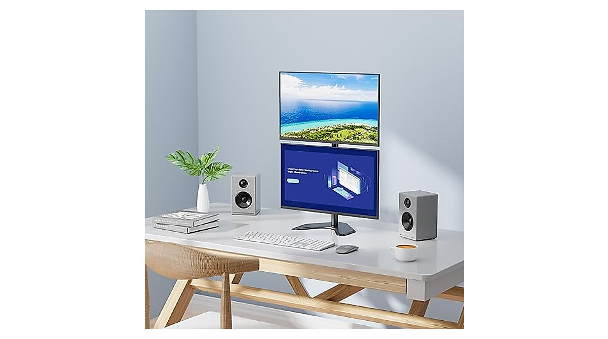 WALI Dual Monitor Mount for Up to 27 Inch Screens | Sturdy & Adjustable
