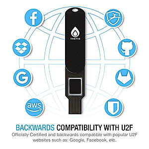 Thetis FIDO2 Security Key Fingerprint USB A, Two Factor Authenticator, Multi-Layered Protection HOTP / U2F Compatible Windows, MacOS, Gmail, Linux for Office Business - Black