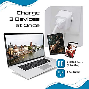 Ceptics Europe Travel Adapter Plug Set Schuko - with 2 USB + USA Socket Input - Type E/F and Type C - Ultra Compact - Safe Grounded Perfect for Cell Phones, Laptops, Camera Chargers (CTU-9-9C-PK)