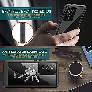 ANTSHARE for Samsung Galaxy Note 20 Ultra Case Waterproof,Built in Screen Protector Full-Body Protection Heavy Duty Shock-Proof Cover Waterproof Case for Galaxy Note 20 Ultra 6.9 inch 5G Black/Clear