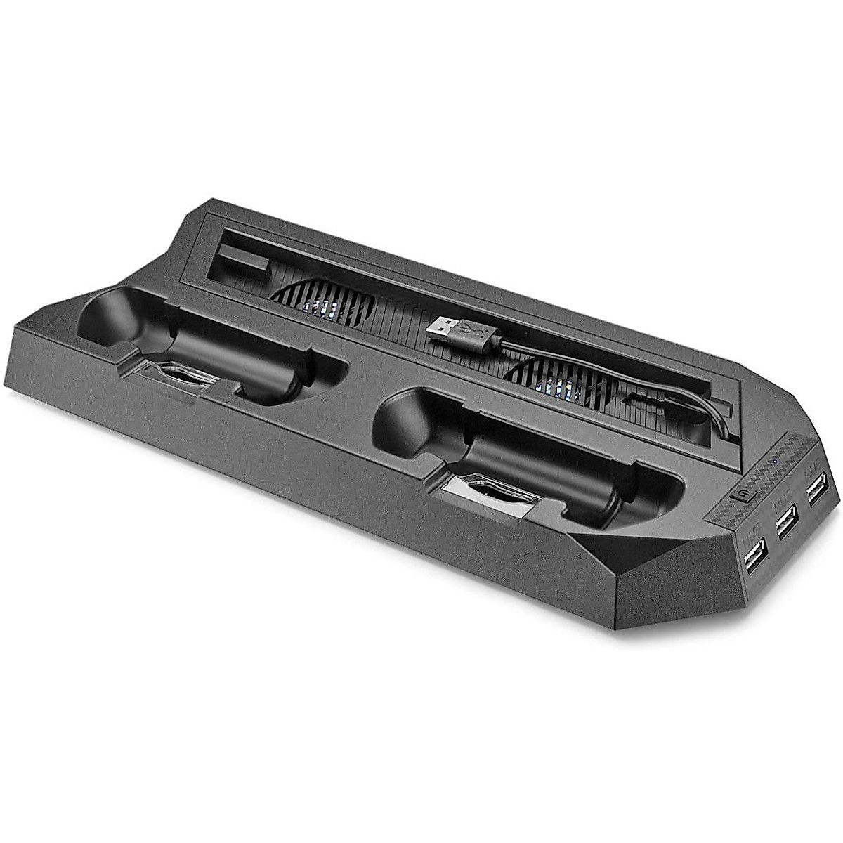 ICESPRING OBVIS Vertical Stand Charger Cooling Station for PS4 Pro/Slim 2-in-1 with Dual Charger Ports and USB HUB