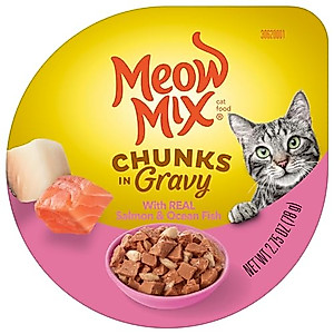 Meow Mix Seafood Favorites Chunks in Gravy Wet Cat Food Variety Pack, 2.75 Ounce (Pack of 12)