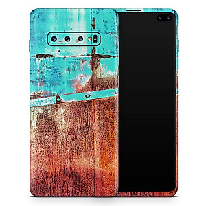 DesignSkinz Bright Turquise Rusted Surface Protective Vinyl Decal Wrap Skin Cover Compatible with The Samsung Galaxy S20 (Screen Trim & Back Glass Skin)