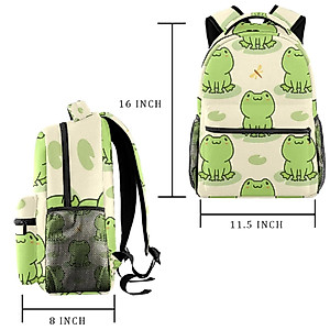JAVENPROEQT Cute Frog Casual School Backpack For Teen Girls Boys, Shoulder Bag For Men Women