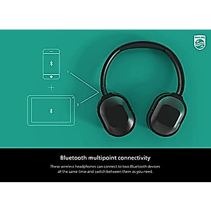 PHILIPS Active Noise Cancelling Headphones Wireless Bluetooth H6506 Flat Folding Lightweight Over Ear Wireless Headphones w/Multipoint Bluetooth Connection 30h Playtime with Deep Bass for Home/Office