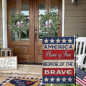 CROWNED BEAUTY 4th of July Patrioctic Free Garden Flag 12x18 Inch Double Sided Memorial Day Blue Star Red Independence Day Outside Yard Party Decoration