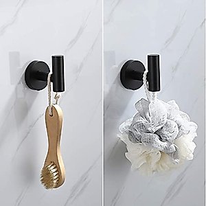 GORDEE [2 Pack] Bathroom Robe Towel Hooks, SUS304 Stainless Steel Wall Mounted Heavy Duty Hook Holder, Towel Coat Robe Sponge Holder for Bathroom & Kitchen, Matte Black