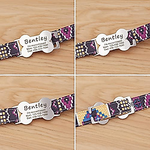 Anavia Bone Shape Slide On Silent Pet ID Tags, S/M/L/XL Gold Black Personalized Engraved Cat Dog Name Tags, Glossy Finish Stainless Steel Chew-Proof Quiet Dog Collar Tag