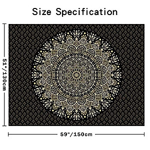 Edeesky Black Golden Mandala Tapestry Wall Hanging Psychedelic Medallion Wall Tapestry Aesthetic Indian Hippie Wall Decor Bohemian Wall Art Boho Home Decoration for Bedroom,Living Room,Dorm