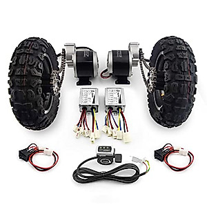 L-faster 10 Inch Off-Road Wheel Dual Drive 350W Geared Motor Chain Kit Reverse Switch for Electric Barrow Trolley Wagon Bike with Reverse (36V 350W Max 8kph)
