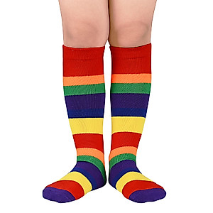 Kids Soccer Socks Crazy Socks for Kids Toddler Knee High Tube Rainbow Socks Boys Girls Cotton Sport Stocking 1 Pair Rainbow Color One Size