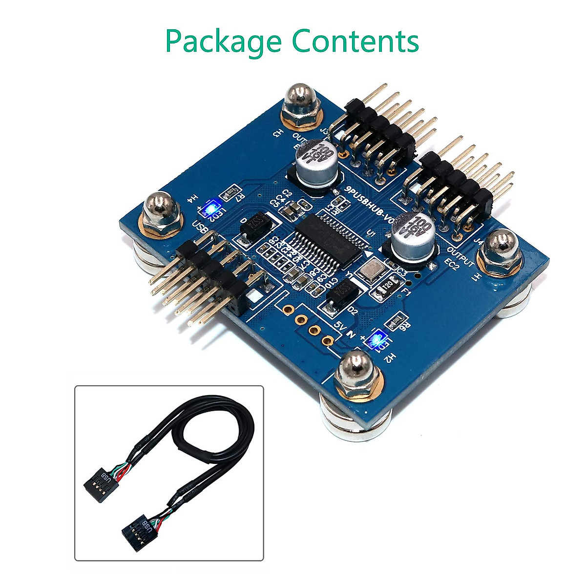 4-Port USB 2.0 High-Speed Data Hub with Power LED for Keyboard Mouse Desktop