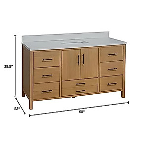 Kitchen Bath Collection California 60-inch Single Bathroom Vanity (Matte White/Blonde): Includes Blonde Cabinet with Matte White Countertop and White Ceramic Sink