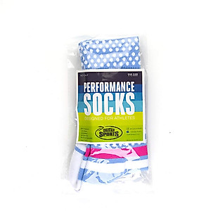ChalkTalkSPORTS Volleyball Woven Mid-Calf Socks | Tropic Neon | Light Blue & Pink