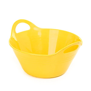 Mintra Home Plastic Bowls with Handles (4.5L Large 2pk, Yellow)