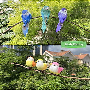 LWINGFLYER 12pcs Clip on Artificial Simulation Foam Feather Birds 3.5in Mini Love Birds for Craft Home Ornaments Garden Wedding Decoration Embellishing (Clip)