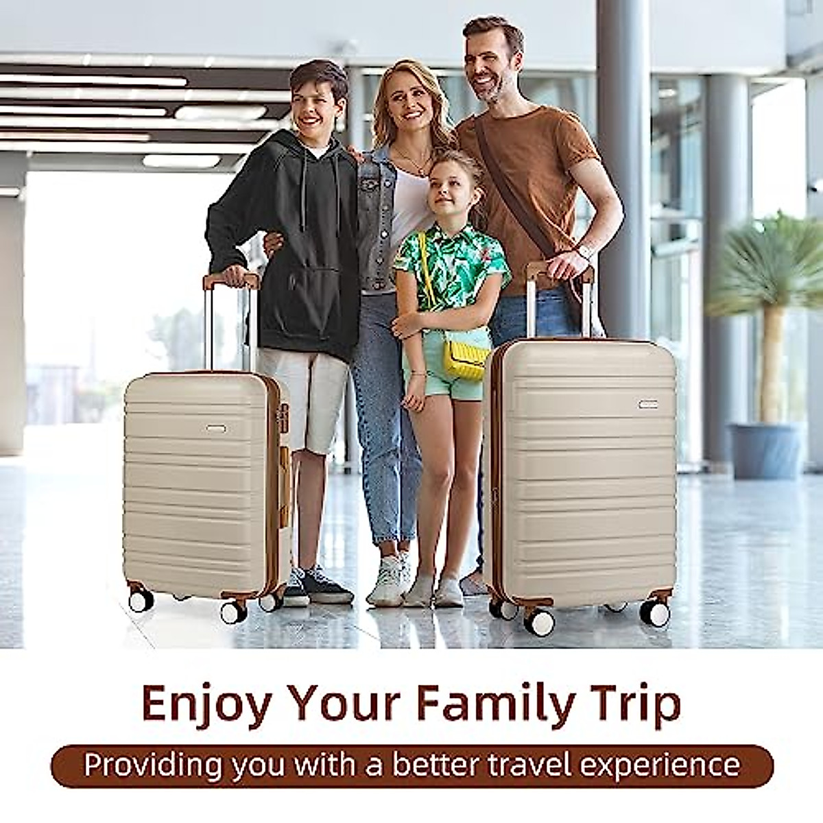 LARVENDER Luggage Sets 4 Piece, Expandable Luggage Hardside Suitcases Set with Double Spinner Wheels, Durable Lightweight Travel Luggage Sets Clearance with TSA Lock, Cream White (18/20/24/28)"