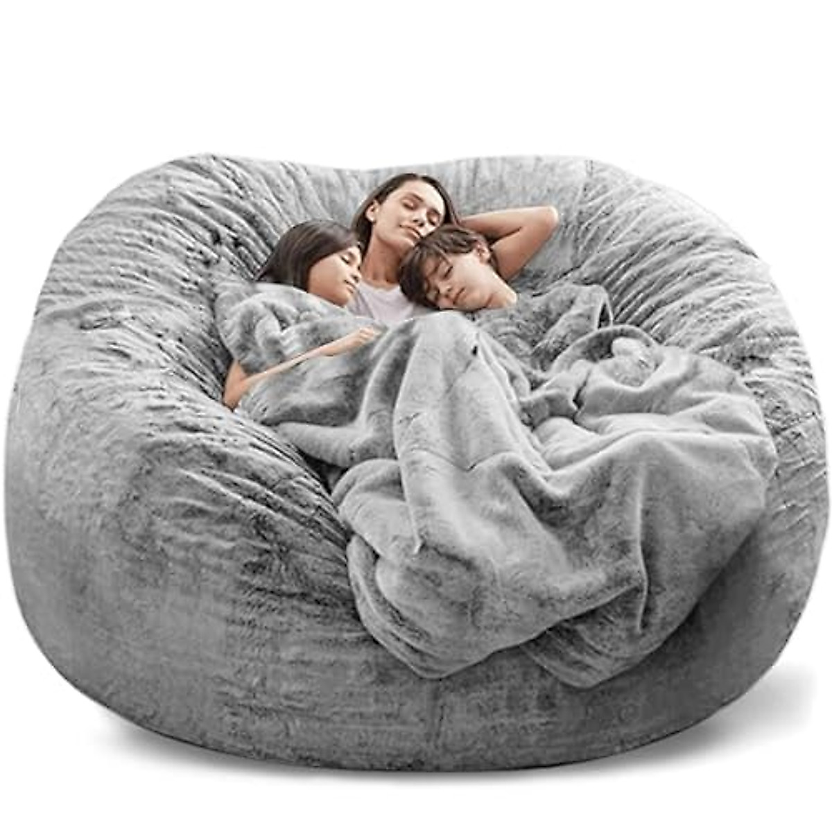 ZGLCQSGY Bean Bag Chair Cover 5ft Fluffy Bean Bag Chairs for Adults PvFur Light Grey BeanBag Cover Living Room Furniture