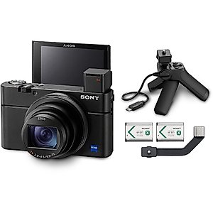 Sony Cyber-Shot DSC-RX100 VII Digital Camera with Shooting Grip Kit (DSC-RX100M7G) + 64GB Memory Card + Case + Card Reader + Flex Tripod + Memory Wallet + Cleaning Kit (Renewed)