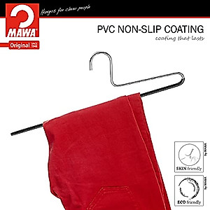 Mawa by Reston Lloyd Trouser Series Non-Slip Space-Saving Clothes Hanger with Single Rod for Pants, Style KH/1, Set of 10, Black