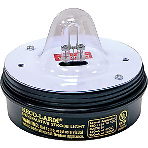 Seco-Larm SL-126-A24Q/R Strobe Light, Red; 6-24VDC; Easy 2-Wire Installation; Operating Lifespan of Over 300 Continuous Hours; Protective Inner Cover Included; 18AWG UL Listed Leads, 12" Long
