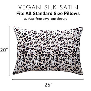 Satin Pillowcase for Hair and Skin by Fenrici, Includes 1 Queen Size Satin Pillow case, 2 Matching Scrunchies, Luxury Beauty Sleep Set, Leopard Print, Pink, Queen/Standard, Gift for Her