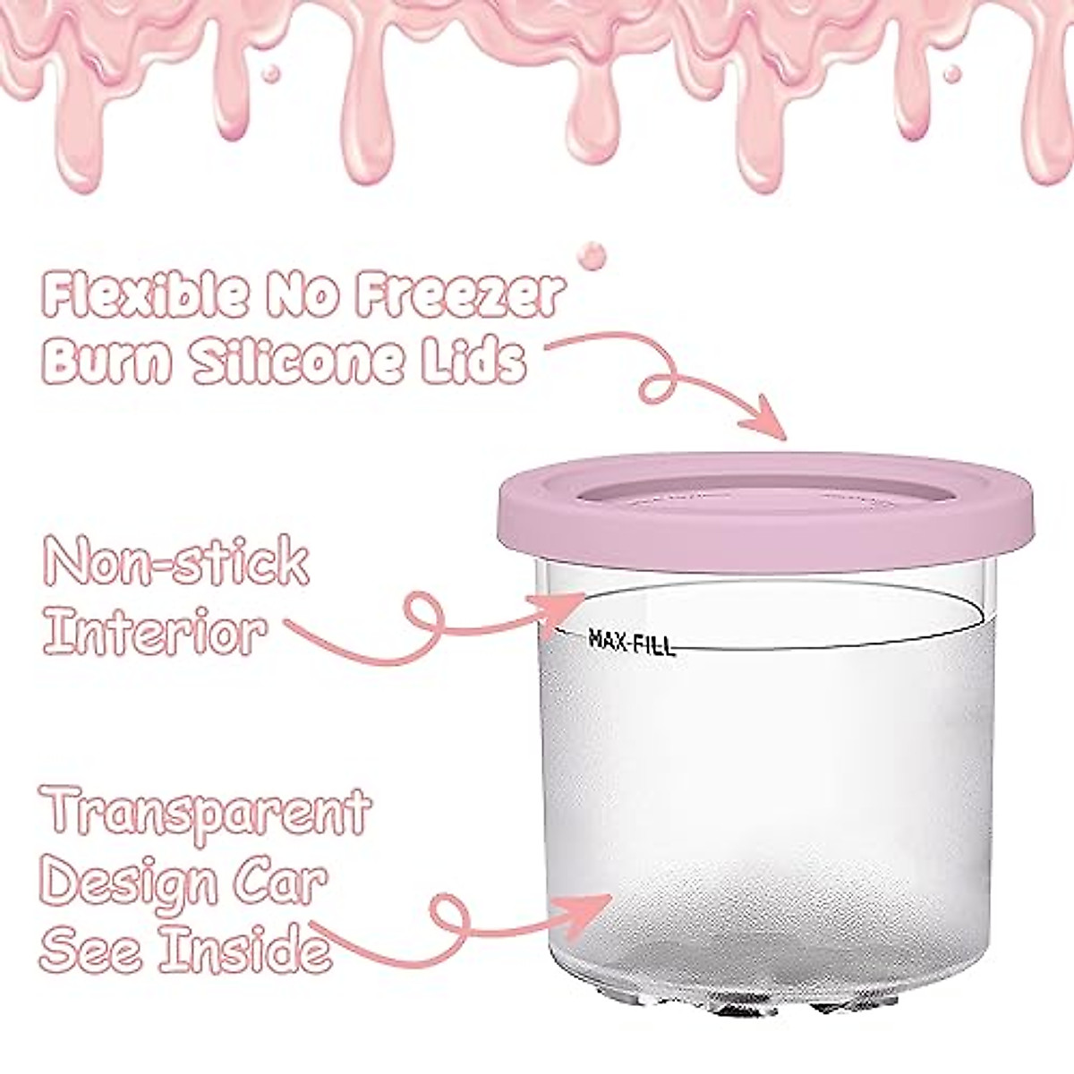 OYUPSX Creami Ninjia, Ice Cream Containers, Replacement Pints and Lids for Ninja Creami, Compatible with NC299AMZ & NC300s Series Ice Cream Maker. BPA Free, Safe Leak Proof, Dishwasher Safe (2 pcs)