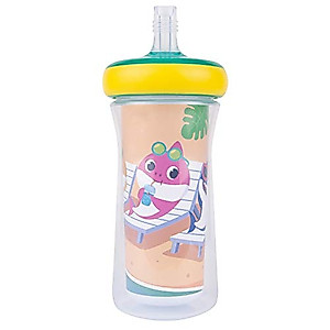 The First Years Pinkfong Baby Shark Insulated Straw Cup - Spill Proof Toddler Straw Cups - Toddler Sippy Cups - 9 Oz - 2 Count