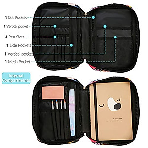 Bible Cover for Women, Bible Carrying Case with Zipper Pocket, Twill Oxford Bible Bag Book Bag Case for Standard Size Bible Book (Black Floral)