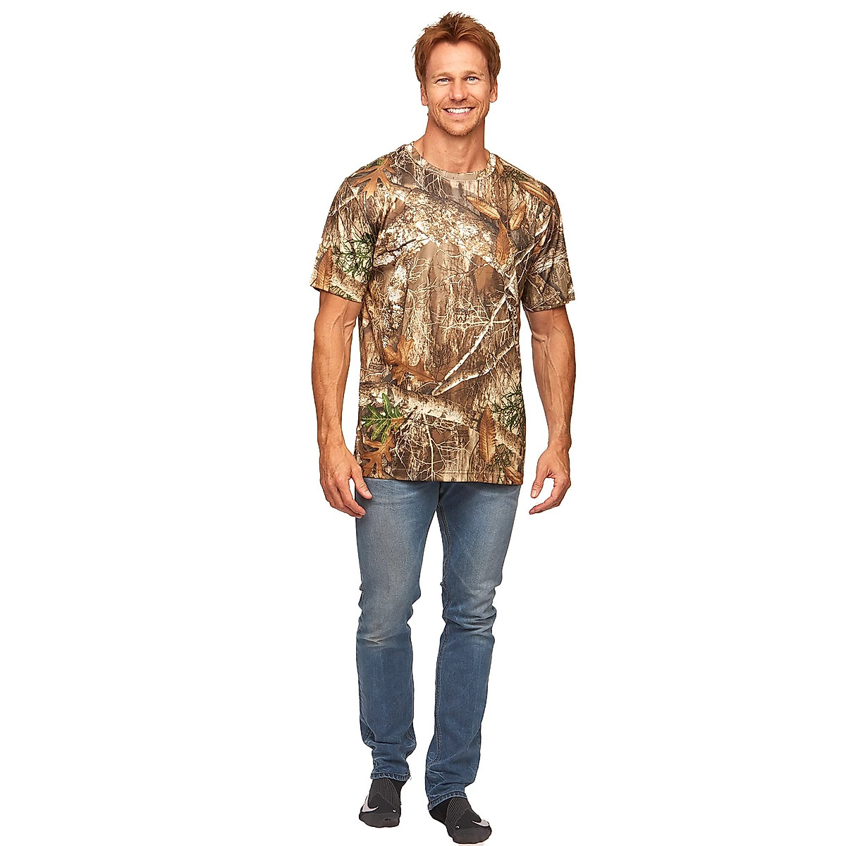 Realtree Men's Essential Camo Lightweight Performance Short Sleeve Shirt (RT Edge, Large)