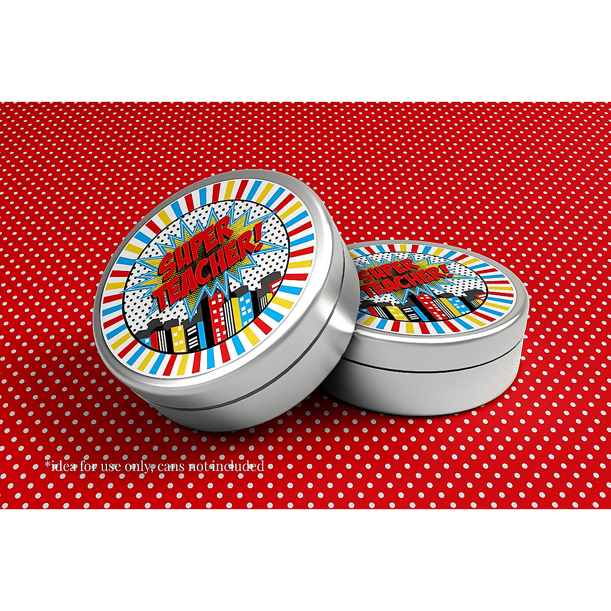 Super Teacher Super Hero Themed Teacher Appreciation Thank You Sticker Labels, 40 2" Party Circle Stickers by AmandaCreation, Great for Envelope Seals & Gift Bags