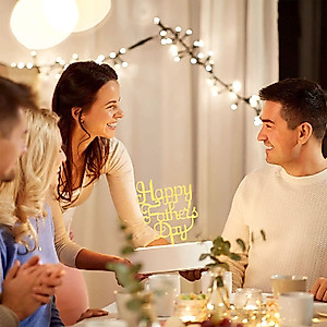 Happy Father's Day Cake Topper, 10 Pack Gold and Black Acrylic Cake Picks Cake Decorations Cake Food Decoration Party Supplies for Father's Day