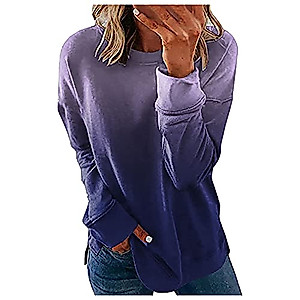 Women's Spring Long Sleeve Side Split Loose Blouses Casual Pullover Tunic Tops Womens Long Sleeve Tops Dressy Casual Winter