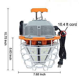 RIUVAO LED Temporary Work Light 110V-277V 150W 25000ML 5000K Linkable Construction Light Daylight White,Hanging for Job Site Waterproof IP64 Outdoor Warehouse High Bay