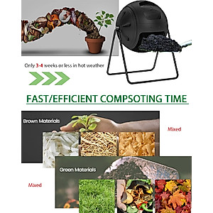 Multifunction Garden Tumbling Composter, Heavy-Duty Fast-Working Compost Bin with Easy-to-use Drain Plugs to Collect Liquid,Black