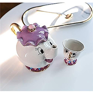 GZHaiTuoSi Cartoon New Beauty And The Beast Teapot Mug Mrs Potts Chip Tea Pot Cup One Set Lovely & Cup set Teapot Mug